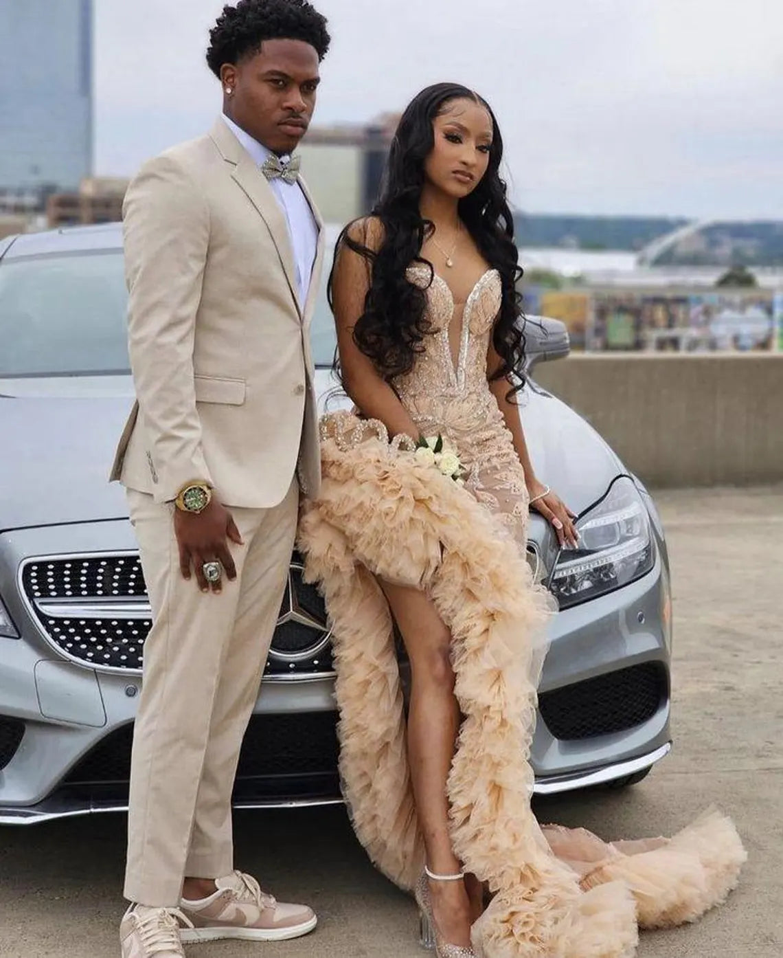 Matching couple Mermaid prom dress Reception dress Wedding dress Engag ...